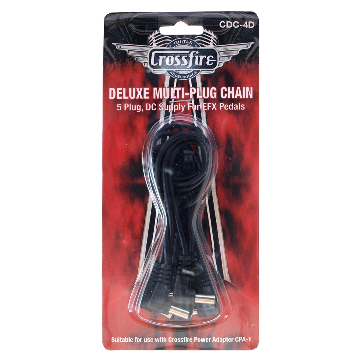 Crossfire 5-Plug Deluxe Daisy Chain Pedal Power Cable (Right Angle ...